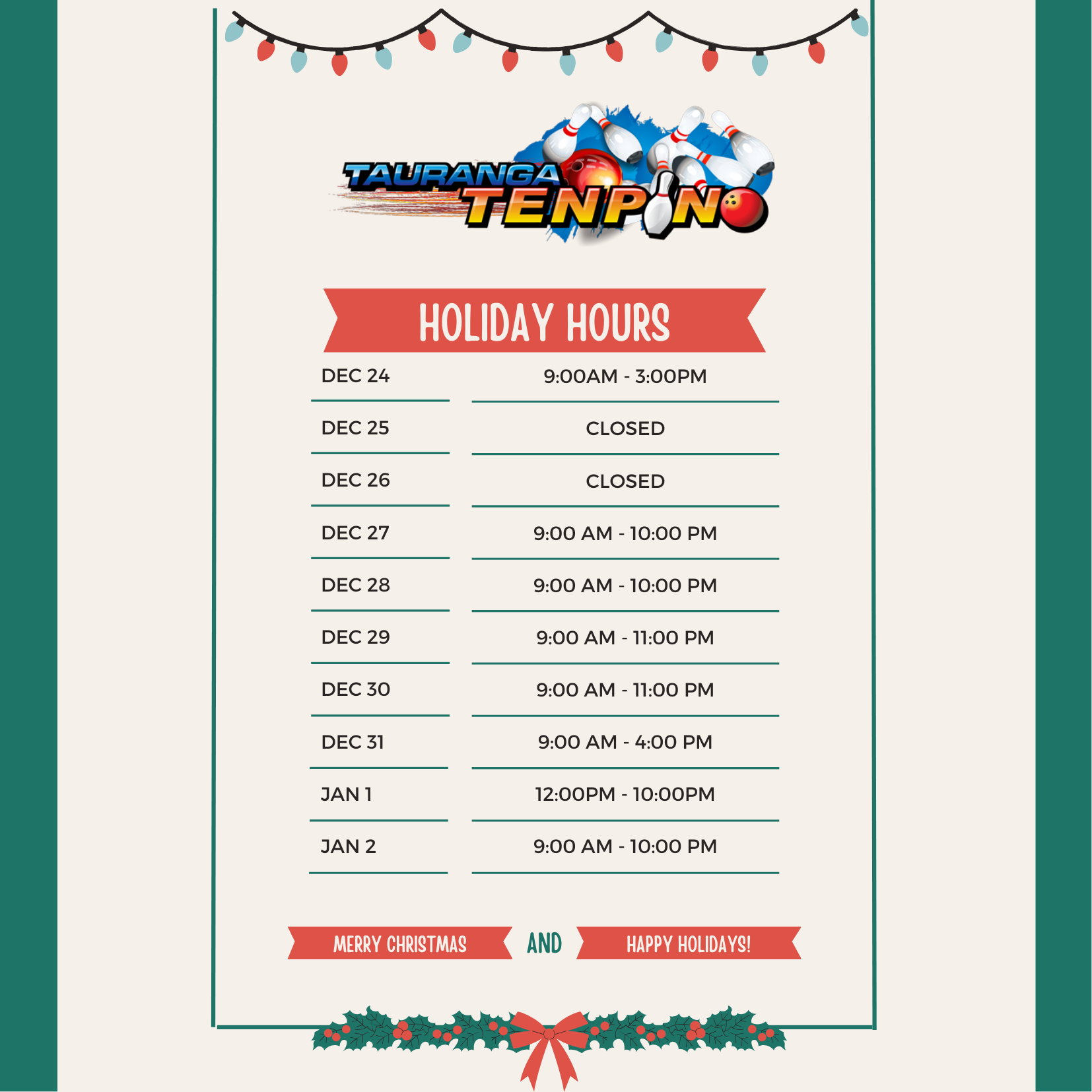 christmas-hours | Tenpin Tauranga